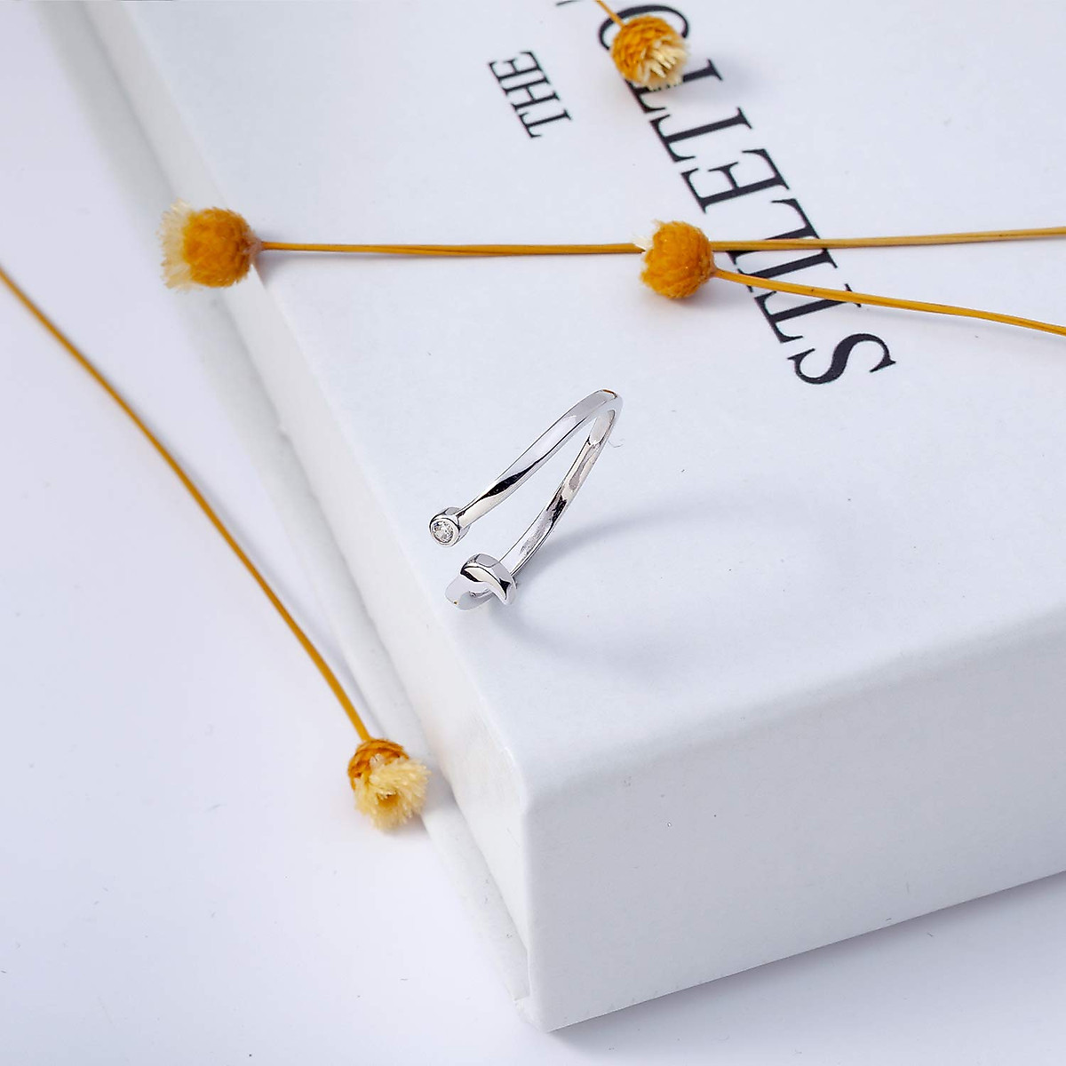 VIKI LYNN Semicolon Rings 925 Sterling Silver CZ Adjustable Open Jewelry for Women