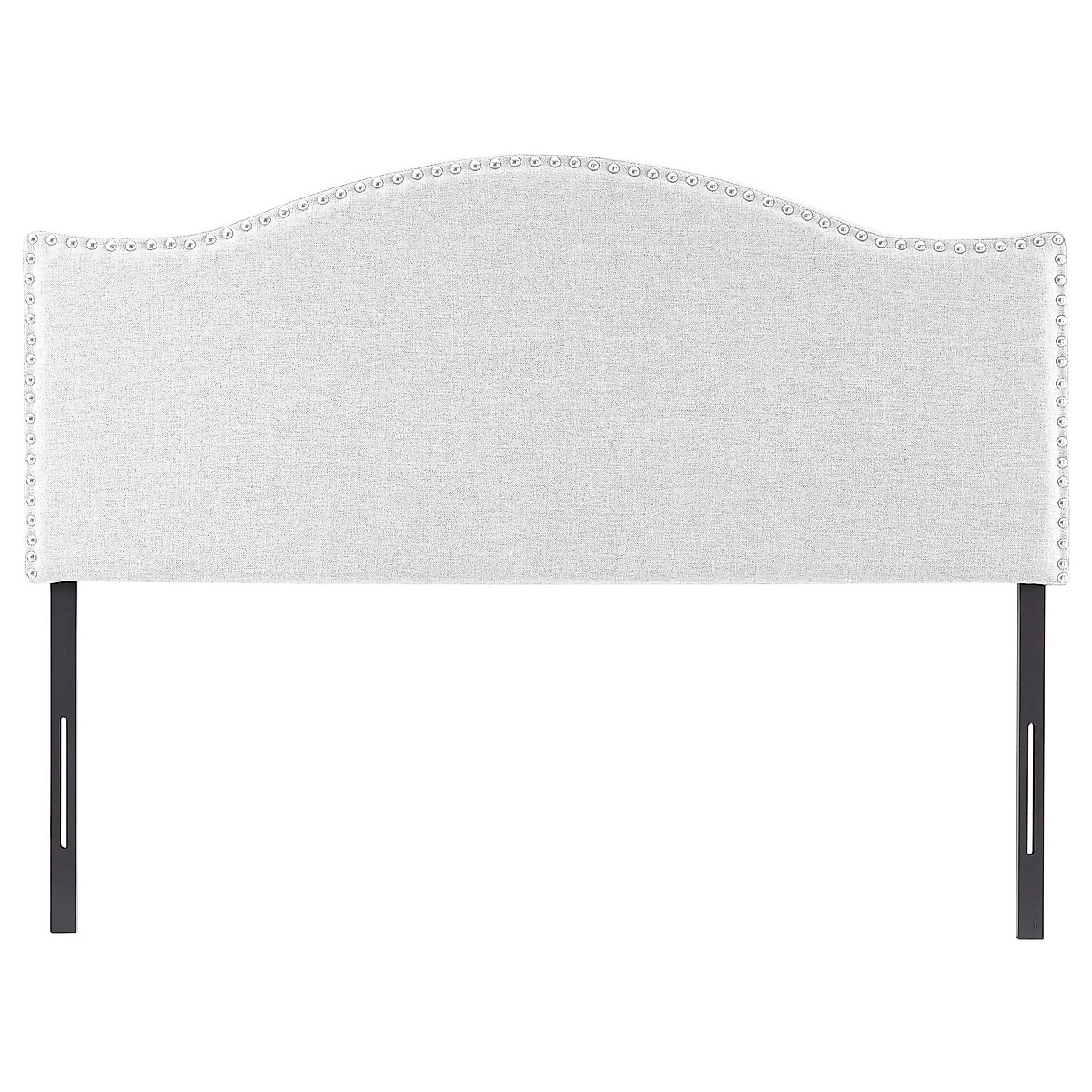 Catalina Queen Headboard Only, Height Adjustable Bed Headboard Queen Size, Nailhead Tufted Headboard Queen Size with 12 Positions, Metal Legs, Wall/Bed Mount, Linen Fabric Headboard Queen, White