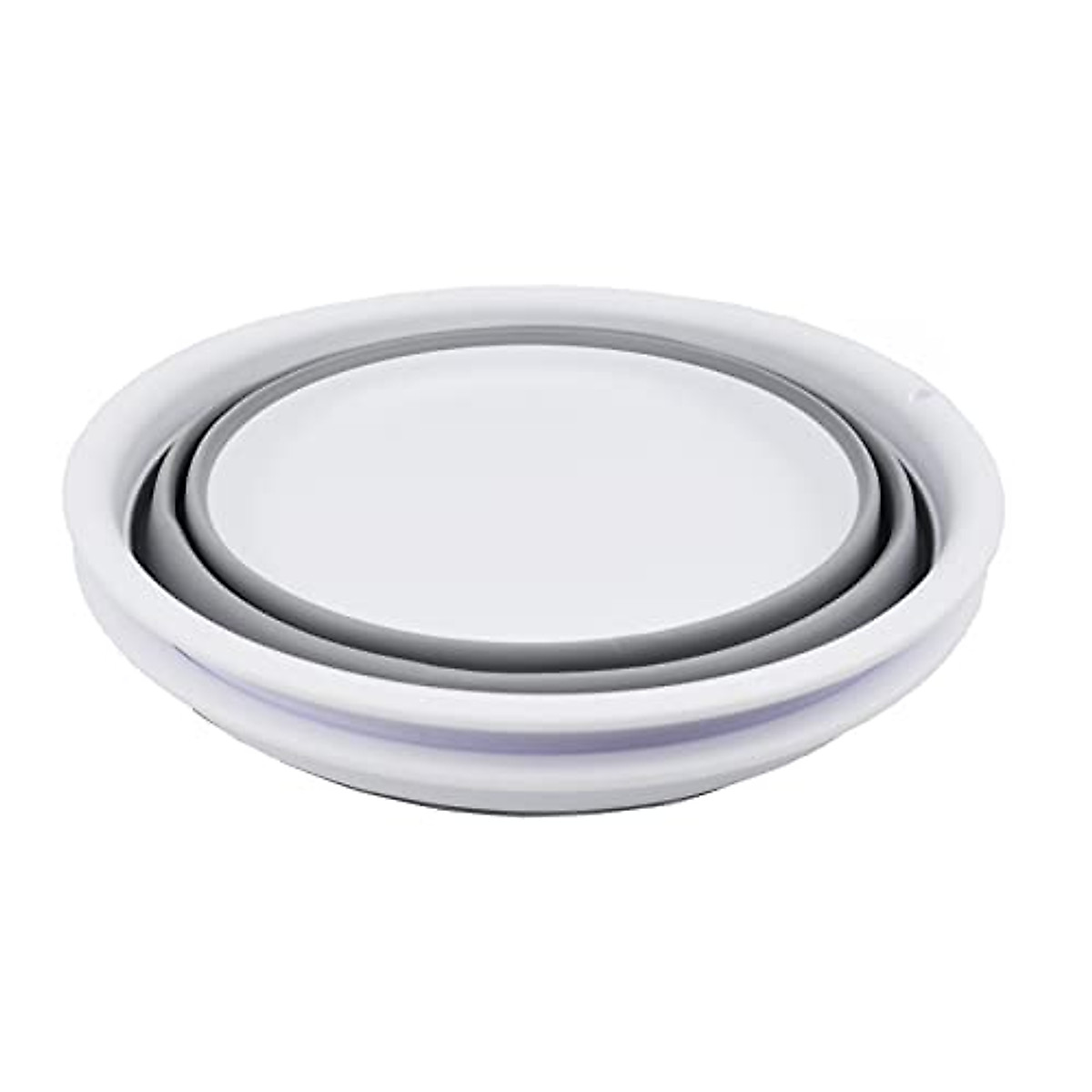 SAMMART 7.5L (1.98 Gallon) Collapsible Tub - Foldable Dish Tub - Portable Washing Basin - Space Saving Plastic Washtub (White/Grey (Set of 2))