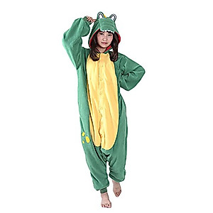 Animal Onesie Cosplay Costume Adult Hallooween Pajamas (S, Green Crorodile)