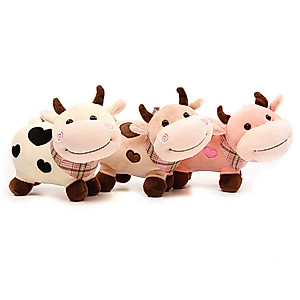 Liumart Cow Stuffed Animals, Cute Cow Plush (White)