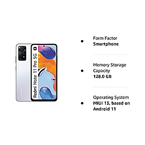 Xiaomi Redmi Note 11 Pro 5G + 4G Global Version 128GB + 8GB Unlocked 6.67" 108MP Camera Night Mode (Not Verizon Sprint Boost Cricket Metro At&T) + Extra (w/Fast Car Charger Bundle) (Polar White)