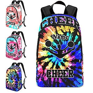 SunFancyCustom Tie Dye Cheer Cheerleader Backpack Bookbags Laptop Bag Casual Travel Daypack for Camping Shopping