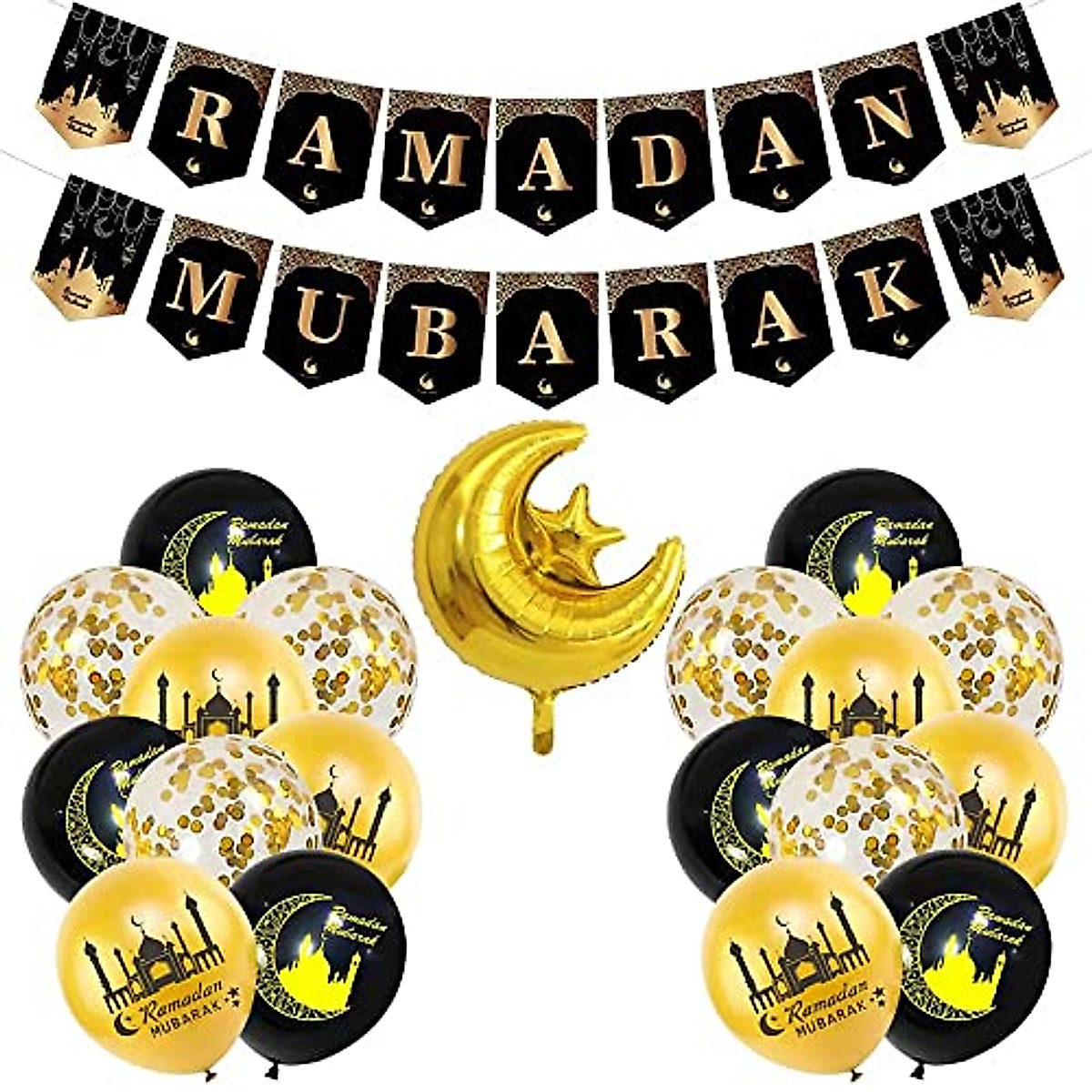 Ramadan Mubarak Decorations Ramadan Mubarak Banner Plus Ramadan Mubarak Balloons for Ramadan Party Decorations Mubarak Home Decorations