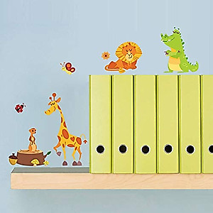 DEKOSH Jungle Animal Wall Decal Pack of Colorful Stickers for Baby Nursery Playroom - Peel & Stick Unisex Safari Theme Kids Wall Decals