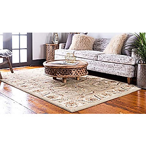 Unique Loom Voyage Collection Traditional Oriental Classic Intricate Floral Design Area Rug, 9 ft 12 ft, Light Green/Ivory