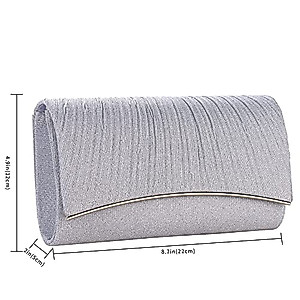 ZHANNI Clutch Purses for Women Fashion Shining Evening Bag Handbag Party Wedding Clutch (Silver)