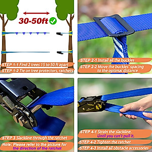 2×56ft Ninja Warrior Obstacle Course for Kids - 600 lbs Weight Capacity, Slackline Obstacle Course with 8 Ninja Accessories - Monkey Bar, Rope Ladder, Gymnastic Ring, Arm Trainer and Monkey Fist