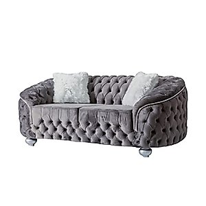 BEYAN Bursa Love Seats, Loveseat, Gray Velvet
