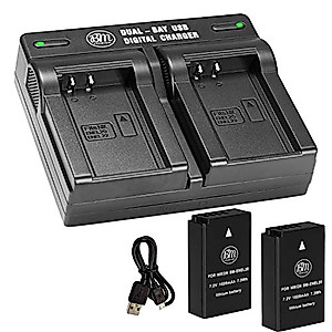 BM Premium Pack of 2 ENEL20, EN-EL20a Batteries and USB Dual Battery Charger for Nikon Coolpix P950, P1000, DL24-500, Coolpix A, 1 AW1, 1 J1, 1 J2, 1 J3, 1 S1, 1 V3 Digital Camera