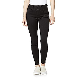 WallFlower Women's Size Juniors InstaSoft High-Rise Sassy Skinny Jeans (Standard, Noir, 14 Plus