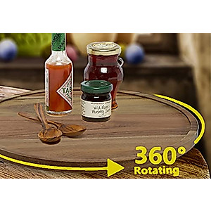10" Acacia Wood Lazy Susan Organizer Kitchen Turntable for Cabinet Pantry Table Organization