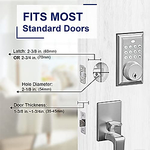 KIAYACI Front Door Lock Set Door Handle Sets Brushed Nickel Door Handle Entry Door Locksets with Rectangle Keypad Deadbolt Single Smart Locks for Front Door Keyless Entry Door Lock Silver