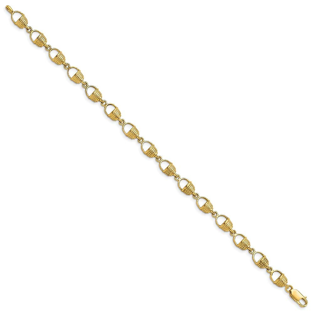 14k Yellow Gold Nantucket Basket Bracelet Fine Jewelry For Women Gifts For Her, 7.25"