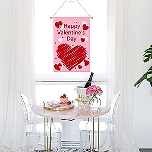 Happy Valentine Garden Flag Double Sided 12 X 18 Inch, Valentines Day Decorations for Garden Valentines Day Party Supplies