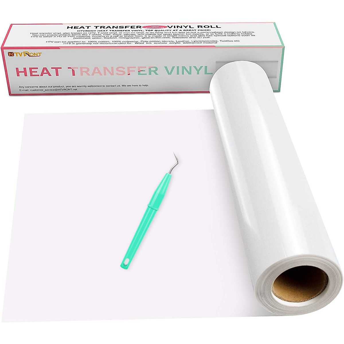 Heat Transfer Vinyl White HTV Rolls - 12" x 15ft White Iron on Vinyl for Cricut & Silhouette Cameo, White HTV Vinyl for Shirts - Easy to Cut & Weed for Heat Vinyl Design