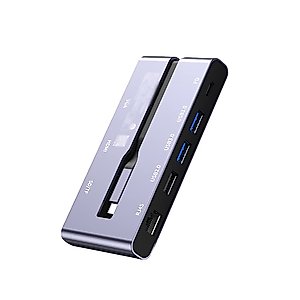 Port Expander USB C Hub 9 in 1 Type C Adapter with Hidden Cable Dock Station (HDMI/VGA/Ethernet/2 USB 3.0/USB 2.0/SD and TF Slots/PD 100W) USB Splitter