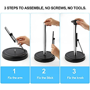 Black Paper Towel Holder Countertop,Heavier Base(2.65 LBS) Stainless Steel Kitchen Paper Towel Holder Stand,Easy One Hand Tearing Paper Towel Dispenser Fit Most Size Paper Roll,V2(Black)