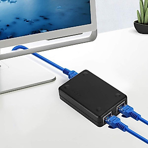 Ruiqas 2 Ports Network Switch, RJ45 Network Switch Box Computer Intranet Ethernet Network Splitter Adapter