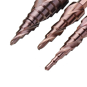 3pcs M35 Cobalt Step Drill Bit 3-12/4-12/4-20mm Step Drill Cutter 1/4 Inch Hex Shank