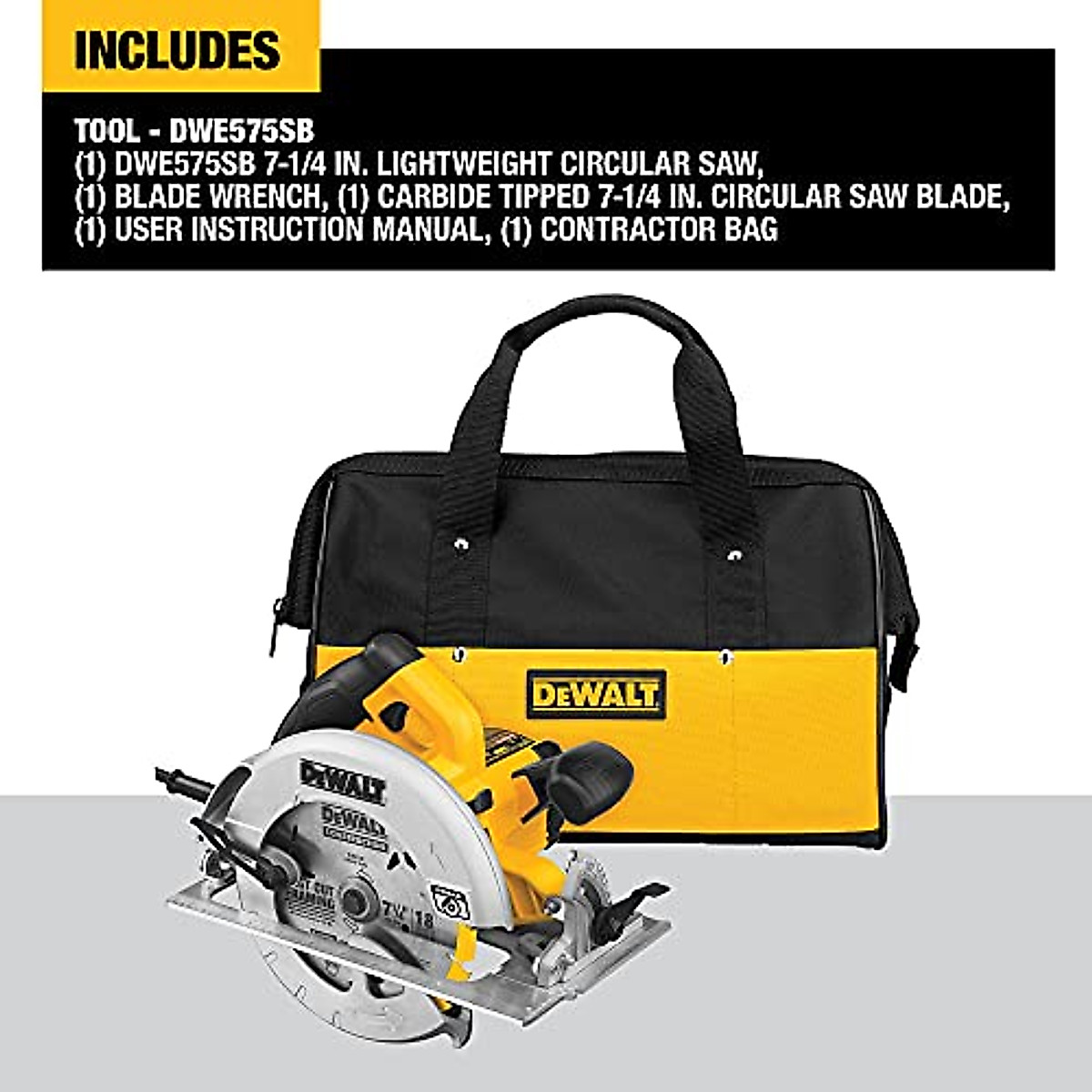 DEWALT Circular Saw, 15 Amp, 57 Degree Bevel, Electric Brake, Corded (DWE575SB)