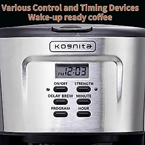 12 Cup Coffee Maker,Programmable Coffee Machine & Ice Tea Maker with Glass Carafe,4-12 Cups Drip Coffee Pot,900W Quick Brew,Auto Keep Warm,Anti-Drip,Brew Strength Control,Small Coffe Maker for Home and Office,Stainless Steel