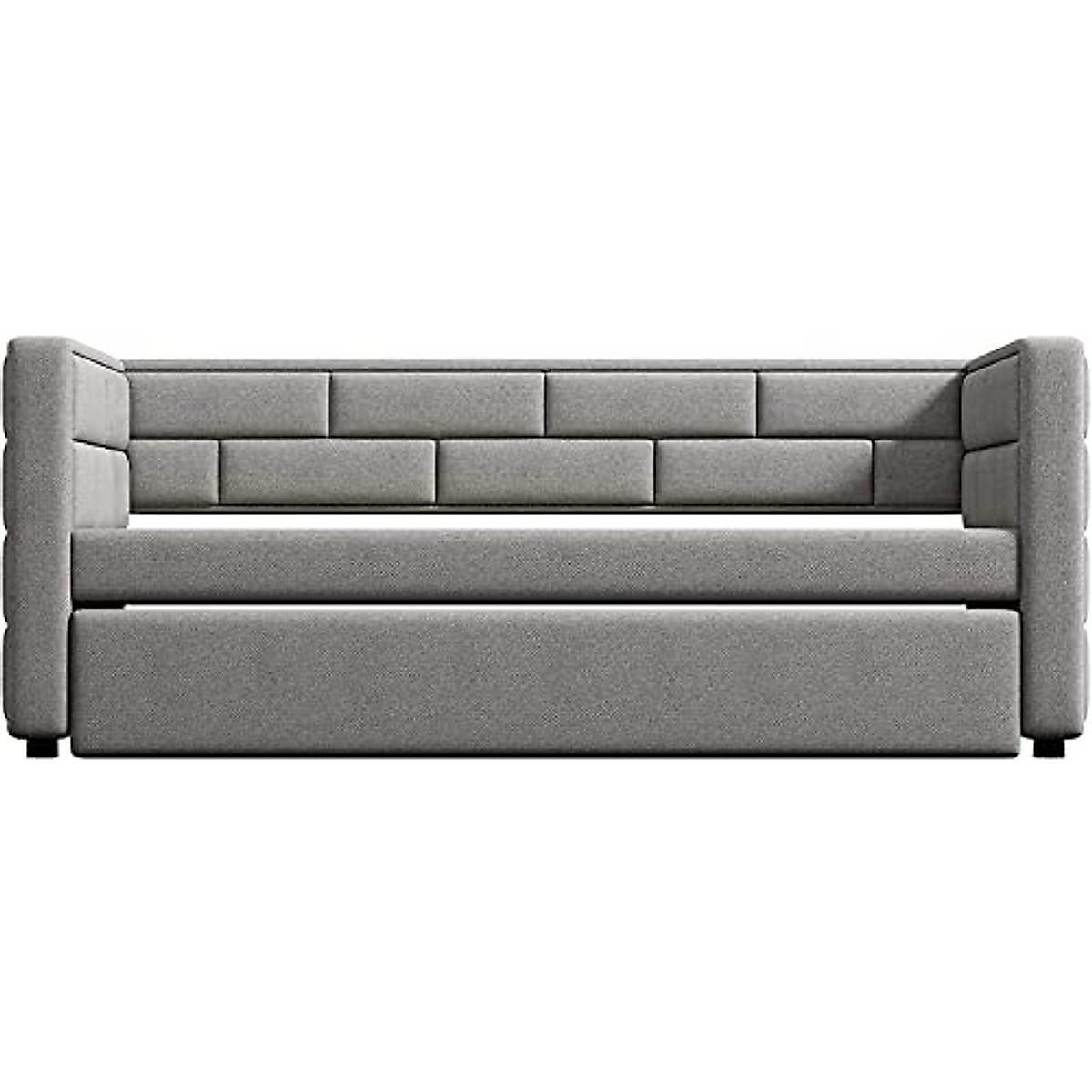 Harper & Bright Designs Daybed with Trundle Bed, Upholstered Twin Daybed Frame with Padded Back,Sofa Bed Wood DayBed Frame, No Box Spring Needed (Gray)