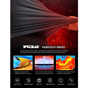 TSLA Men's Thermal Long Sleeve Compression Shirts, Athletic Base Layer Top, Winter Gear Running T-Shirt, Heat Core 2pack Black/Charcoal, Medium