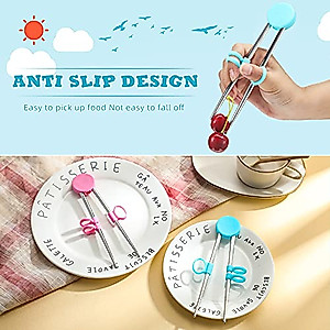 2 Pairs Training Chopsticks for Kids, Children Learning Chopsticks Helper Stainless Steel Reusable Metal Chopsticks (Blue, Pink)