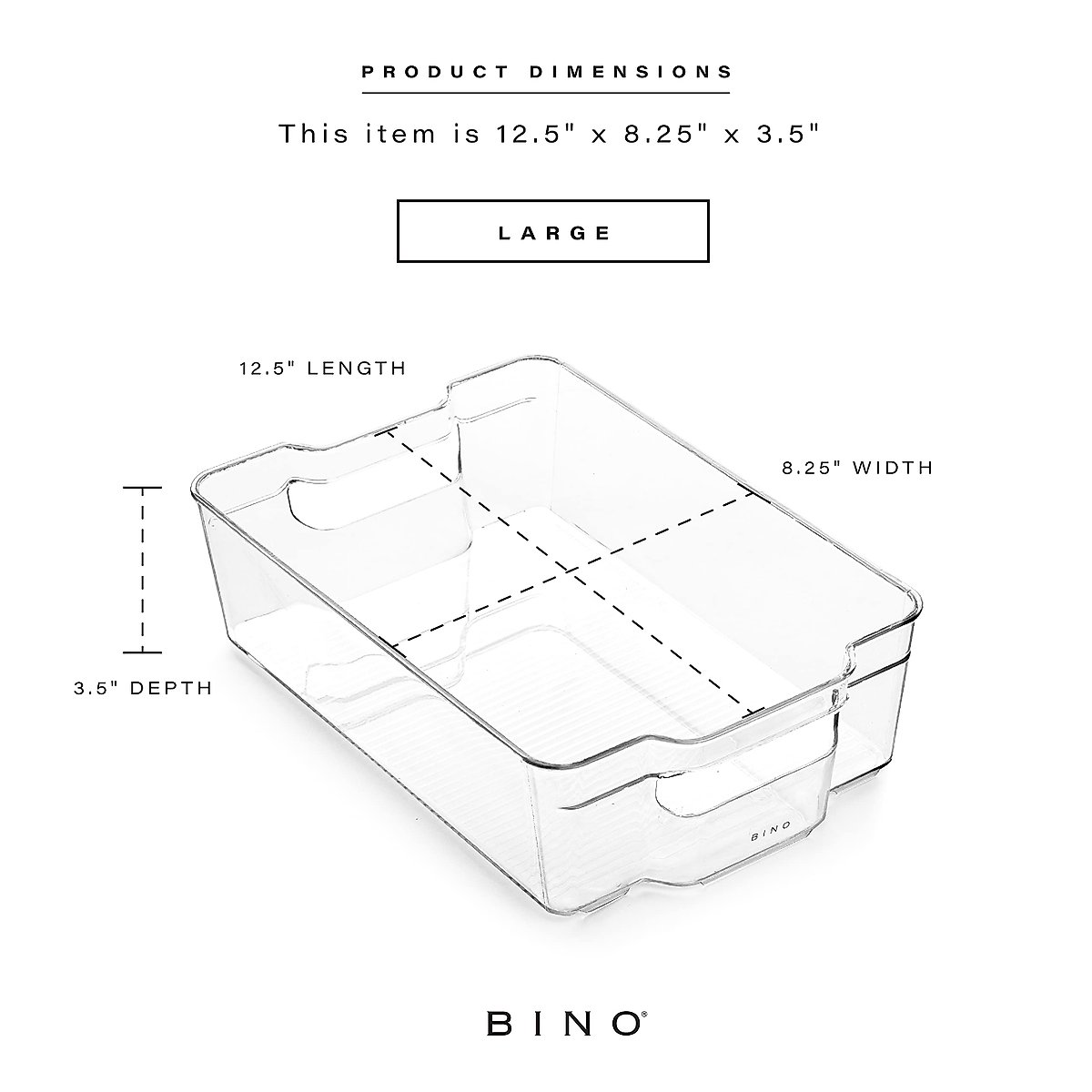 BINO | Stackable Storage Bins, Large - 4 Pack | The Stacker Collection | Clear Plastic Storage Bins | Organization and Storage Containers for Pantry & Fridge | Multi-Use Organizer Bins | BPA-Free