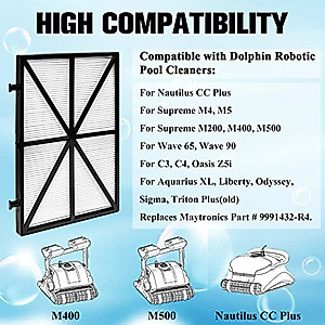 Ultra Fine Cartridge Filter Replacement for Dolphin Nautilus CC Plus, M200 / M400 / M500 Robotic Pool Cleaner Parts, Replaces Part # 9991432-R4, 4 Pack