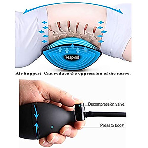 CTHOPER Air Inflatable Pillow Portable Lumbar Support Backrest Cushions with Pump for Home, Office, Travel and Car (Khaki)