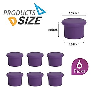 H H&J HUAJIAN Reusable Silicone Wine Bottle Stopper for Easy Removal and Secure Attachment, Set of 6 In Multiple Colours (Purple)