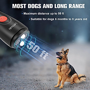 LeHuski Anti Barking Device Rechargeable Ultrasonic Dog Bark Deterrent Stops Bad Behavior Up to 50 Ft Effective Control Range Safe Humane for Indoor Outdoor Use Black