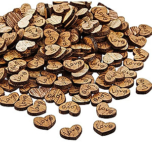 Wooden Love Heart Valentine's Day Wooden Hearts Valentine Rustic Wooden Love Heart Centerpieces Wedding Table Decor Heart Decor for DIY Craft Patch Autumn Thanksgiving Wedding Table Scatter (700 Pcs)