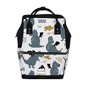 Childish Cute Dragons Diaper Bag Backpack Waterproof Backpack Baby Nappy Changing Bag for Travel Large Capacity Durable and Stylish for Woman