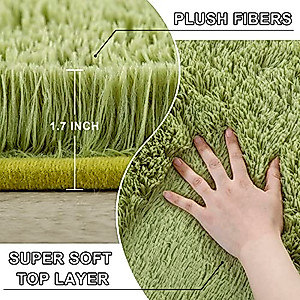 GERBIT Shag Area Rug 4x6 Feet Soft Indoor Rectangular Rugs Carpet Modern Luxury Plush Rugs for Living Room Home Decor Grass Green
