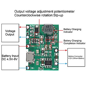 AITIAO 8Pcs 2A USB 18650 Lithium Li-ion Battery Charger Module Adjustable Boost Module DC-DC 3.7V to 5V 9V 12V Step Up Boost Module TP4056 DIY Kit Parts