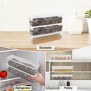 Songaa Pasta Storage Containers with Lids 3PCS, Kitchen Plastic Food Storage Containers for Pantry, BPA Free Pasta organizer for Cereal, Nuts, Eggs, Spaghetti Containers for Organizing Pantry