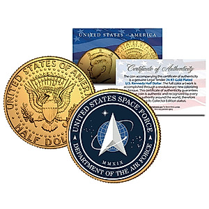 Merrick Mint United States Space Force USSF 6th Branch 24K Gold Clad JFK Half Dollar US Coin