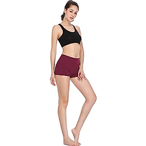 CADMUS Women's Workout Yoga Running Compression Exercise Booty Shorts with One Side Pockets,3 Pack,09,Black,Grey,Wine Red,Small