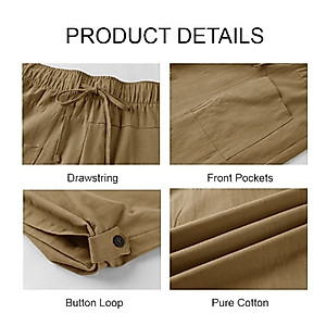 Gafeng Mens Linen Harem Capri Pants Drawstring 3/4 Shorts Casual Beach Yoga Hippie Thai Pants