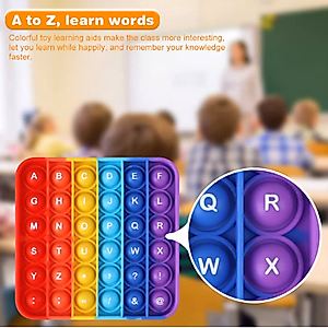 AK-SHIP 2 in 1 Fidget Toys, ABC Learning and Educational Toys, Poppers Fidget Toys,AK-SHIP Stress Relief, Autism Sensory Toys [26 Letters on One Side | Numbers 1-30 on The Other Side] (1 Pack)