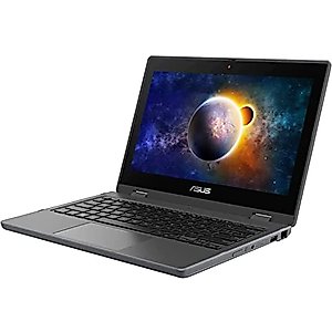 ASUS 2022 11.6" HD Business Laptop, Intel Celeron N4500 Processor, 4GB RAM, 64GB eMMC , Webcam, Intel HD Graphics 500, Bluetooth, Windows 10 Pro, Dark Grey, 32GB SnowBell USB Card