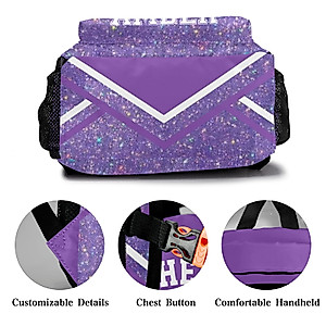 Cheerleader Cheer Purple Backpack with Name Text Custom Laptop Bag for Work Travel Office