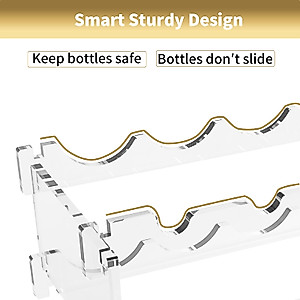 8 Bottle Wine Rack Countertop Free Standing Floor Stackable Modular Countertop Small Wine Holder 2-Tier Display Wine Storage Shelves Transparent Acrylic Wine Bottle Holder for Kitchen Bar Cabinets