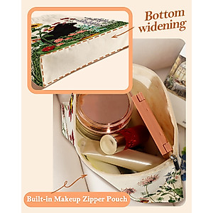 Miss Adola Aesthetic 2 Set Canvas Tote Bag - with Cosmetic Makeup Zipper Pouch Bag for Women Cloth Cotton Tote Bag for Shopping, Gym, Work, Travel, Vacation, Grass Cat