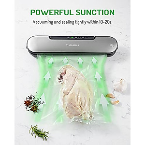 TWOMEOW Vacuum Sealer, Compact Slim Food Sealer Machine with Starter Kit, Automatic Sealing System for Sous Vide Cooking and Food Preservation, Vertical Vacuum Sealer Storage, Black