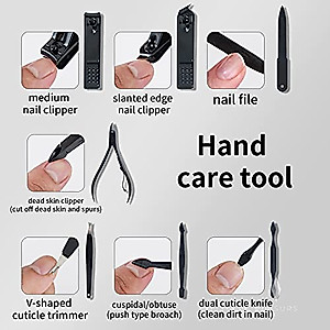 PLUSURS Manicure Pedicure Set Nail Grooming Kit -Stainless Steel Sharp Nail Clipper for Men or Women's Fingernail and Ingrown Toenail,with Nail File and Cuticle Trimmer in(16 in 1,Brown)