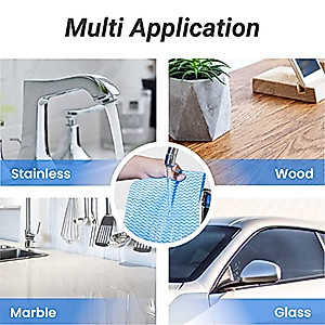 elinnee Reusable Cleaning Cloths Dish Paper Towels, Domestic Cleaning Towels, Multipurpose Quick-Dry Rag Dish Cloths Heavy Duty Handy Wipes for Kitchen 25 Count 14.2"X15.7", Blue